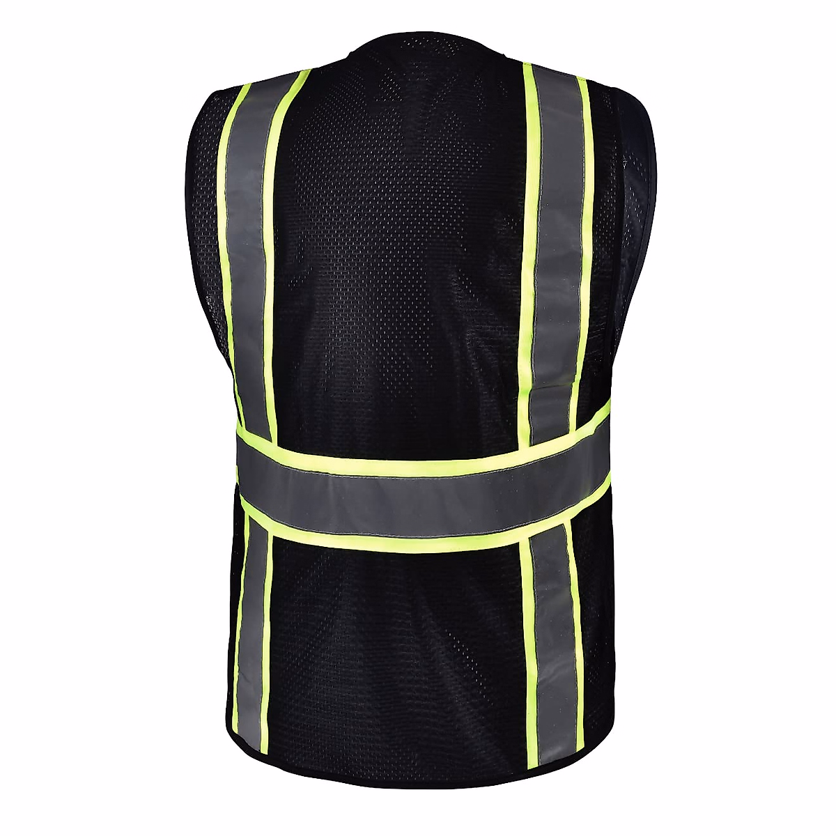 Black Two Tones Safety Vest, With Multi-Pockets Tool (Medium)