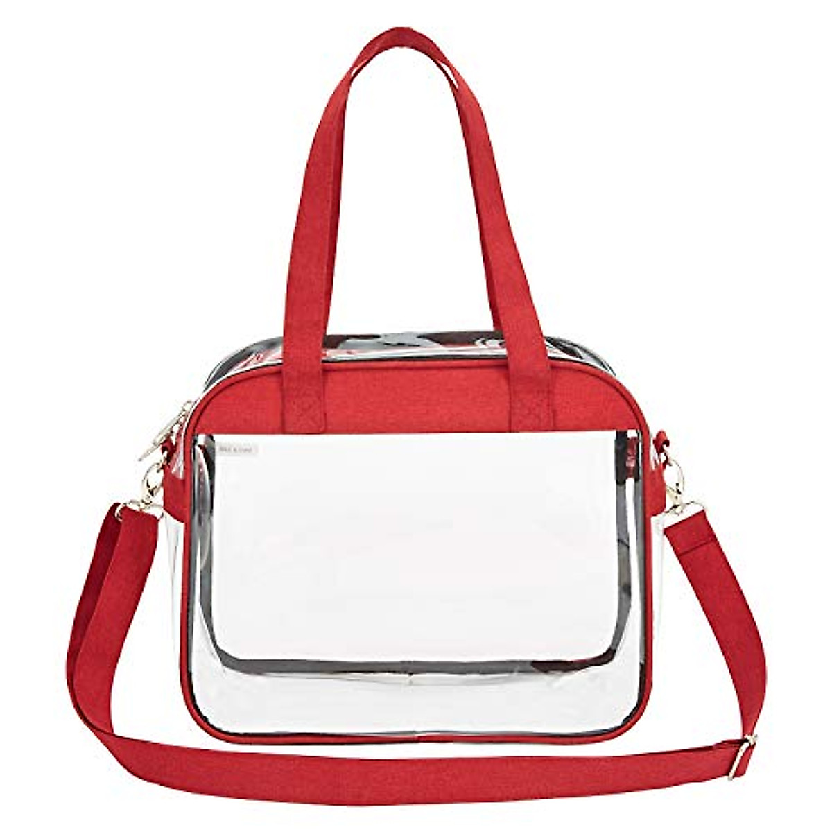 Greenpine Clear Tote Bag Stadium Approved, Clear Purse for Gym, Work, Travel or Concert, Red, 12.5" x 10" x 4.5"