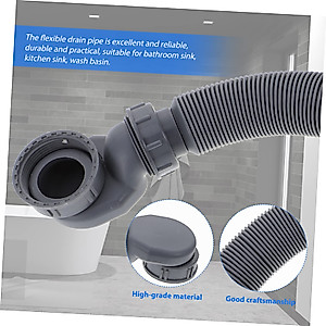 DOITOOL Expandable Drain 1 Set Bathtub Drain Flex Hose Plastic Drain Tubes Wash Basin Sink Kitchen Drain Expandable Drain Sink Expanded Tube Grey Extend