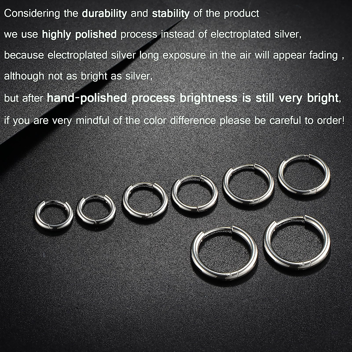 316L Surgical Stainless Steel Silver Hoop Earrings 6mm 8mm 10mm 12mm Huggie Hypoallergenic Cartilage Hoop Earrings Helix Lobes Hinged Sleeper Earrings For Women Men