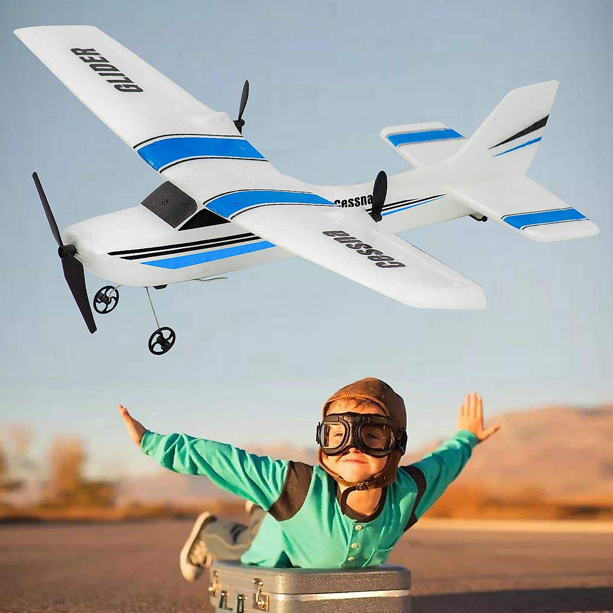 RC Airplane,2 Channels Remote Control Airplane Ready to Fly,Easy to Control RC Plane with Gyro,Stability Flight Remote Control Plane for Kids Boys Beginner