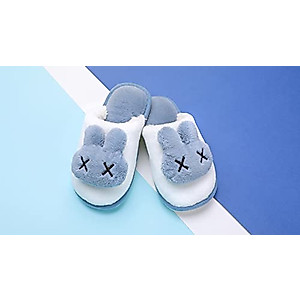 KUBUA Girls Boys Winter Warm Indoor Bedroom Shoes Kids Slippers Blue Size 2-2.5 Big Kid
