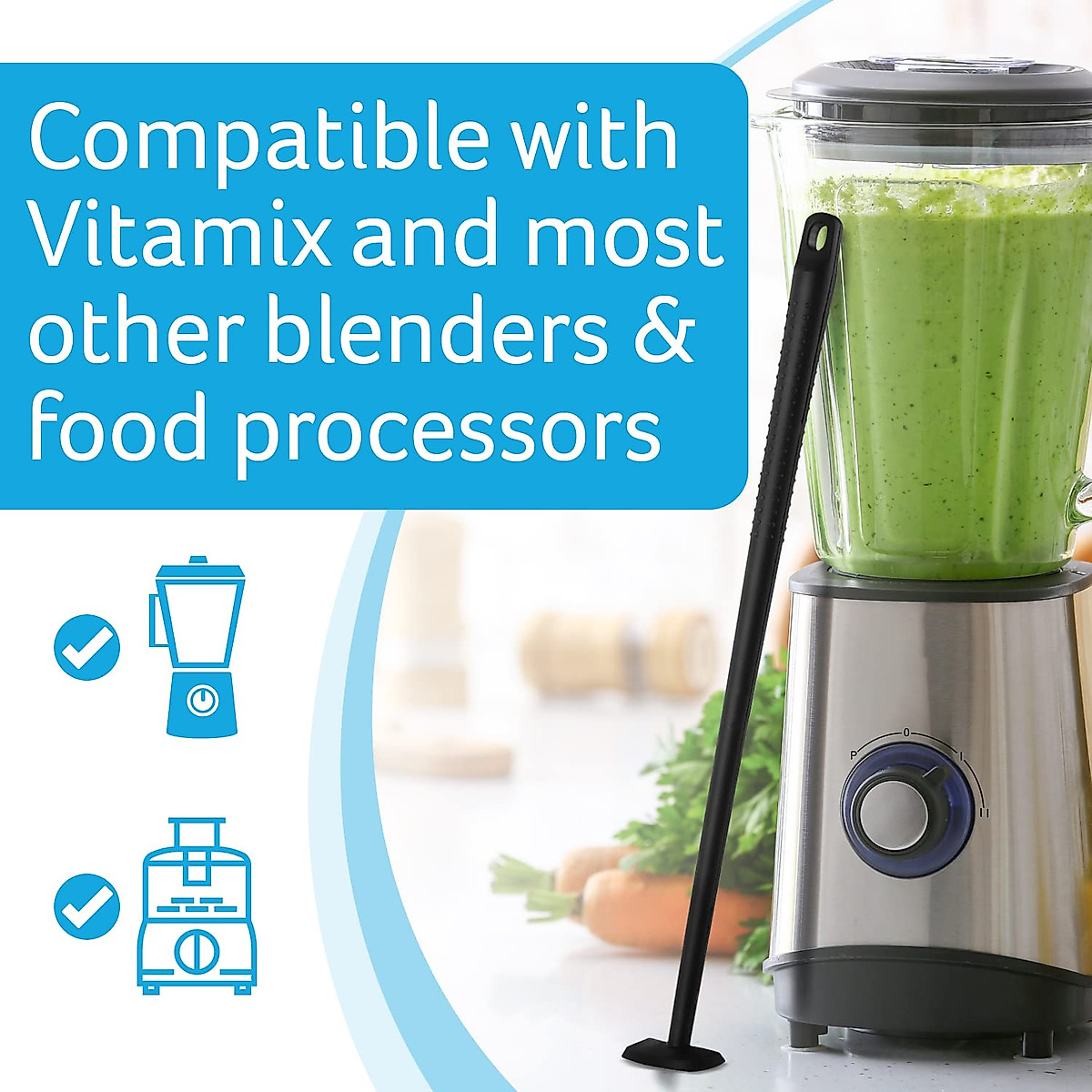 IMPRESA [2 pack] Silicone Blender Spatula for Vitamix Blender & More - Gives Easy Reach - Jar Spatula to Prevent Food Waste - Long Handle Spatula for Vitamix Blender Cup - 14' Handled Scraper