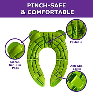 Mighty Clean Baby Folding Travel Potty Seat - Non-Slip, Portable Toilet Training Seat for Toddlers and Kids with a Reusable Travel Pouch