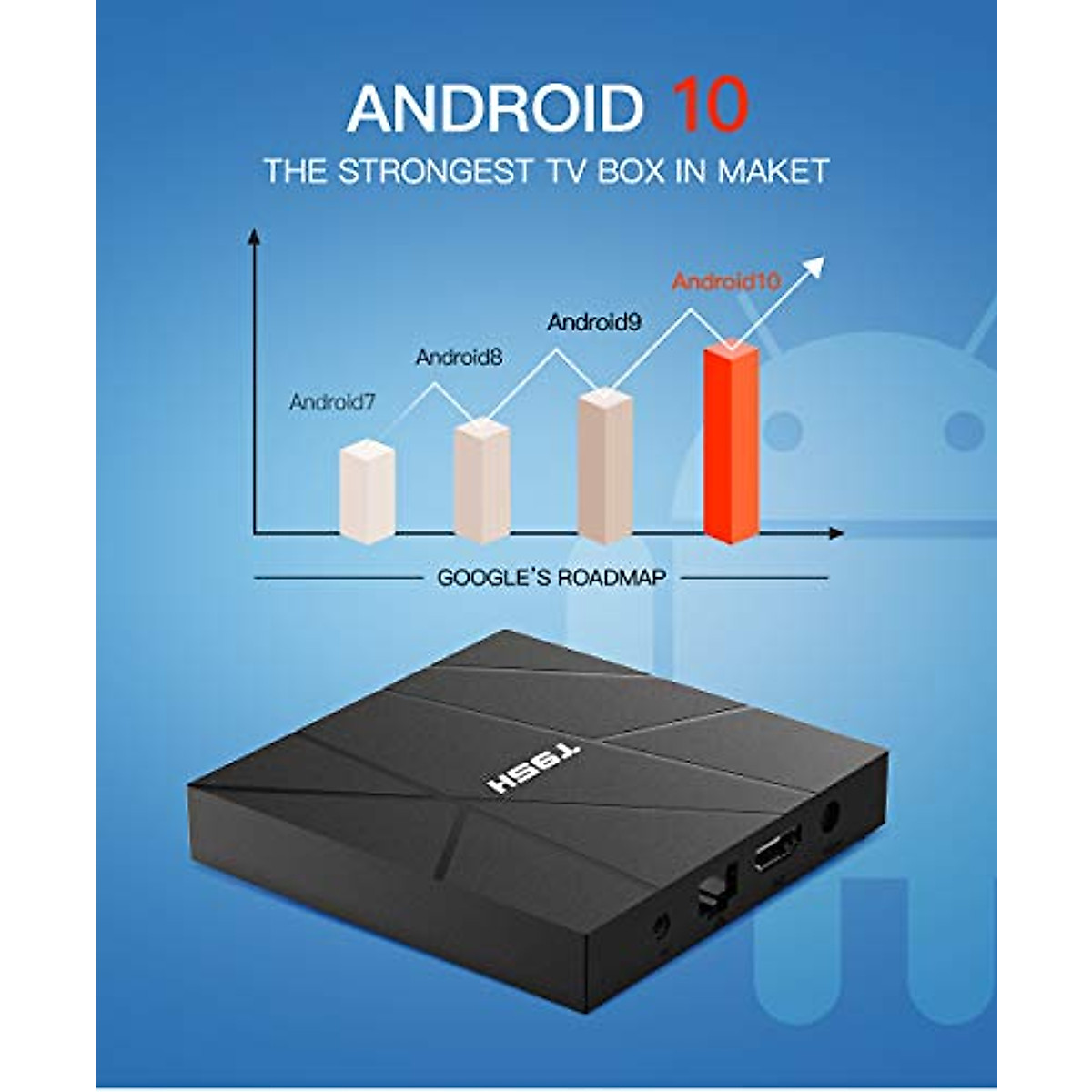Android 10.0 TV Box, T95H Smart TV Box H616 Quad-core 1GB RAM 8GB ROM Support 2.4G WiFi HDMI 3D H.265 6K HD 10/100M Ethernet Android Box Set Top TV Box