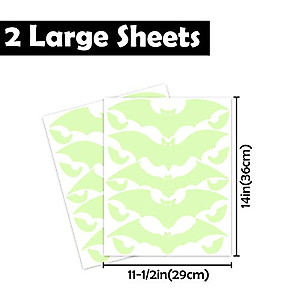 Ivenf Halloween Decorations Glow in Dark Bat Stickers, Bats Peeping Eyes Luminous Wall Decal, Scary Kids School Home Office Halloween Party Supplies, 2 Sheets 30 pcs