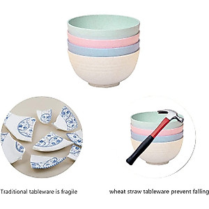 shopwithgreen Wheat Straw Cereal Bowls with Dust-Proof Lid, Resuable Bowls for Kitchen, Set of 4, Microwave and Dishwasher Safe, for Soup, Oatmeal, Ramen, RV, Camping, Kids, College Dorm Room, 24 OZ
