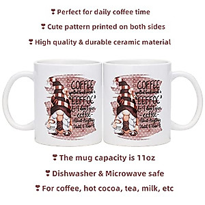 Rmeosye Cute Gnome Coffee Mug Hot Chocolate Cocoa Cups Funny Birthday Xmas Holiday Gift for Family Friend Coworkers Men Women White 11oz
