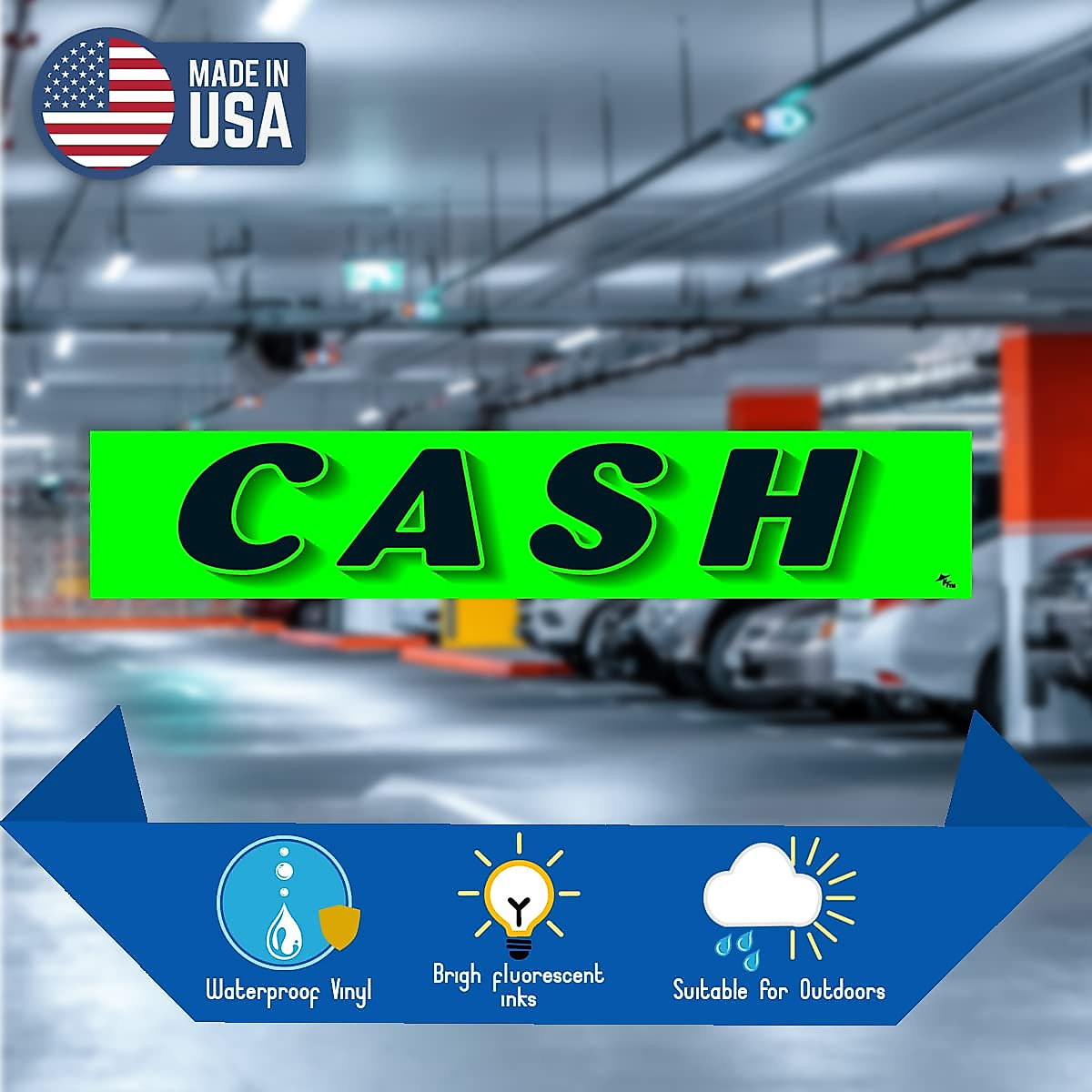 VERSA-TAGS 7.5" Black/Green Vinyl Number Decals 11 Dozen Set Windshield Pricing & 1 Pack of Each of Cash, Down, Financing Available 14.5" x 2.75" Sticker Windshield Decal Auto Dealership