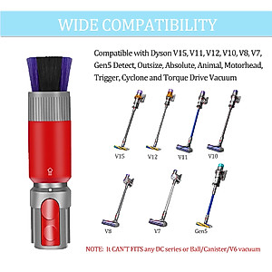 Charlux Traceless Scratch-Free Dusting Brush Hose for Dyson V7 V8 V10 V11 V12 V15 Gen5 Cordless Vacuum Cleaner Dust Removal Soft Brush Hose Attachments Accessories for Dyson Vacuum