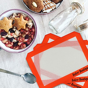 Silicone Baking Mat Set, Reusable Heat Resistant Non-stick Silicon Liner, Professional Grade Silicone Pads for Quarter Sheet (11.6" x 8.1", 3 Pieces)