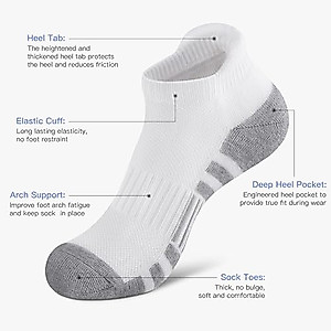 Felicigeely Ankle Athletic Running Socks Low Cut Sports Socks Breathable Cushioned Tab Socks for Men Women 6 Pairs