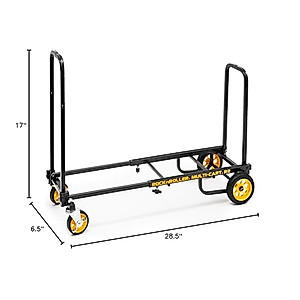 Rock-N-Roller R2RT (Micro) 8-in-1 Folding Multi-Cart/Hand Truck/Dolly/Platform Cart/26" to 39" Telescoping Frame/350 lbs. Load Capacity, Black