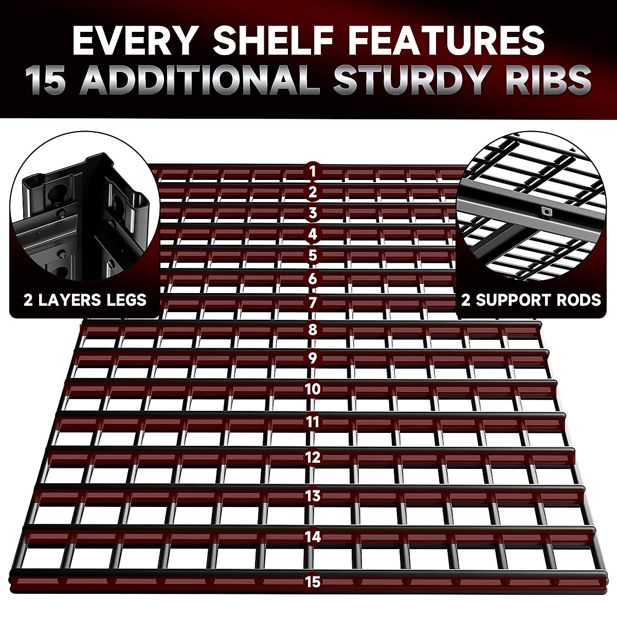 CYNNDA 6-Tier 55" W x 24" D x 84" H Industrial Shelving Heavy Duty Garage Storage Metal Shelves Adjustable 3500LBS Warehouse Garage Basement Commercial Shelf