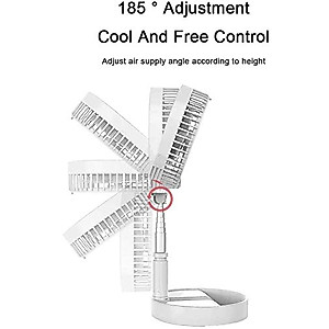 Lrufodya Portable floor Fan, Height Adjustable Folding Telescopic Table Fan, USB Rechargeable Personal Travel Fan with 4 Wind Speeds Air Humidifier LED Lamp and Night Light for Outdoor Camping