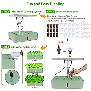 moistenland Indoor Hydroponic Garden, Hydroponics Growing System, Indoor Herb Garden Starter Kit with LED Grow Light, Inside Garden Growing System,Automatic Timer Plant Germination Kits (12 Pods)