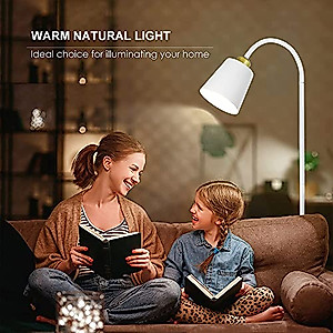 ASCELINA Floor Lamp,Industrial Floor Lamp Height Adjustable 360°Rotation Lampshade Modern Standing Lamp, Metal Heads Indoor Task Lighting for Living Room Bedroom Office （White）