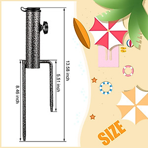 Hotop, Patio Umbrella Steel Stand Beach Umbrella Metal Ground Grass Screw Holder Stands with 2 Forks, Safe for Use (2 Pieces)
