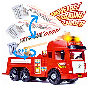 CifToys Fire Truck Toy for 3 Year Old Boys, Girls, Big Firetruck Toys for Kids 3-8, Fire Engine Gift for Ages 3,4,5,6,7,8, Rescue Car,Extending Ladder