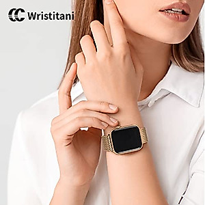 Wristitani Compatible with Apple Watch Band Series Ultra 8 SE 7 6 5 4 3 2 1, Magnetic Clasp Strap Stainless Steel Wristband Replacement for iWatch Band with TPU Case Rose Gold, 42mm 44mm 45mm
