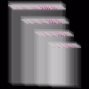 Geyoga 240 Pieces 4 Size Clear Plastic Cello Bag Resealable Self Sealing Cellophane Bag for Candy Cookies Decorative Wrapper (3 x 5 Inch, 4 x 6 Inch, 5 x 7 Inch, 6 x 9 Inch)