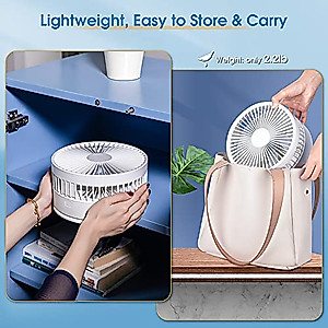 LIPETY Foldable Oscillating Standing Fan with Remote Control, 8" Portable Desk Quiet Fan, 7200mah Rechargeable USB Small Fan, Folded Floor Pedestal Fan for Bedroom Office Camp Travel