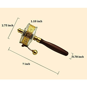 Prayer Wheel with Lotus Base, Tibetan Buddhist Copper Hand Held Prayer Wheel with Kālacakra Mantra Scroll, Premium Buddha Religion Scriptures Prayer Wheel for Relaxing, Praying, Meditation, Healing