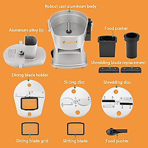 Newhai 4 in 1 Commercial Vegetable Chopper, Multifunctional Automatic Dicer & Slicer, Electric French Fry Cutter, Onion Shredder Potato Slicer, Veggie Processor with 110V Quite Motor and Multi Blades