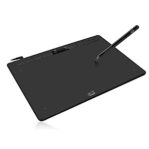 Adesso Large Graphics Drawing Tablet Pad 12 x 7 Inch 8192 Levels Battery-Free Pen, 8 Customizable Keys with Scroll Wheels, Compatible with PC/Mac/Android OS for Painting, Design & Online Teaching