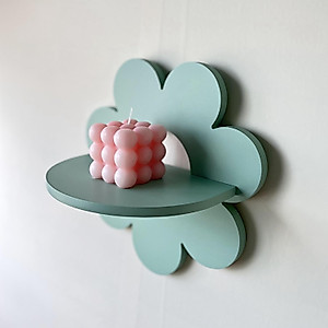 cozifycasa Flower Floating Shelves for Wall Shelf Wood Small Cute Shelf for Kids Girls Room Bathroom Bedroom Game Room (sage Green)
