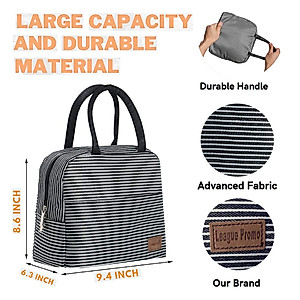 League Promo Lunch Bag Large Reusable Insulated Lunch Bags for Women Men Tote Bag Adult Lunch Box Organizer Holder Container (Strip)