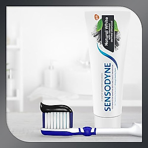 Sensodyne Natural White Whitening Toothpaste, Charcoal Toothpaste for Whitening Teeth, Mint - 4 oz (Pack of 3)