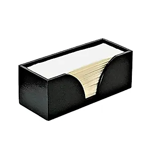 Countertop Multifold Paper Towel Dispenser - Black Bamboo Wood Folded Paper Towel Holder - For Single Fold, Trifold, C Fold & Z Fold Hand Napkins Folded Size 9.7" x 3.7" Or Smaller