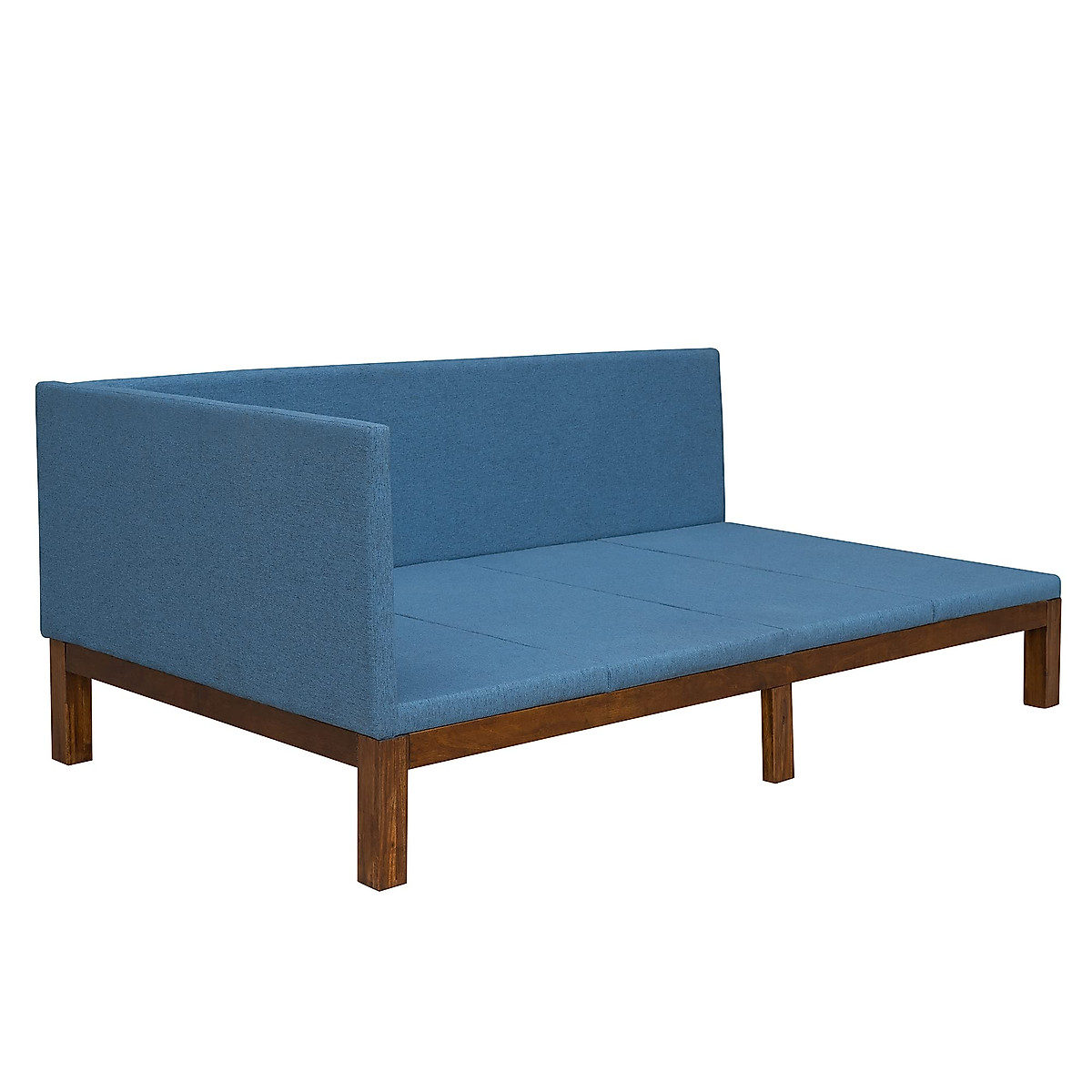 Merax, Blue Upholstered Daybed/Sofa Frame/Wood Floor Linen Cover Mattress/Futon Sleeper Beds, Twin Size