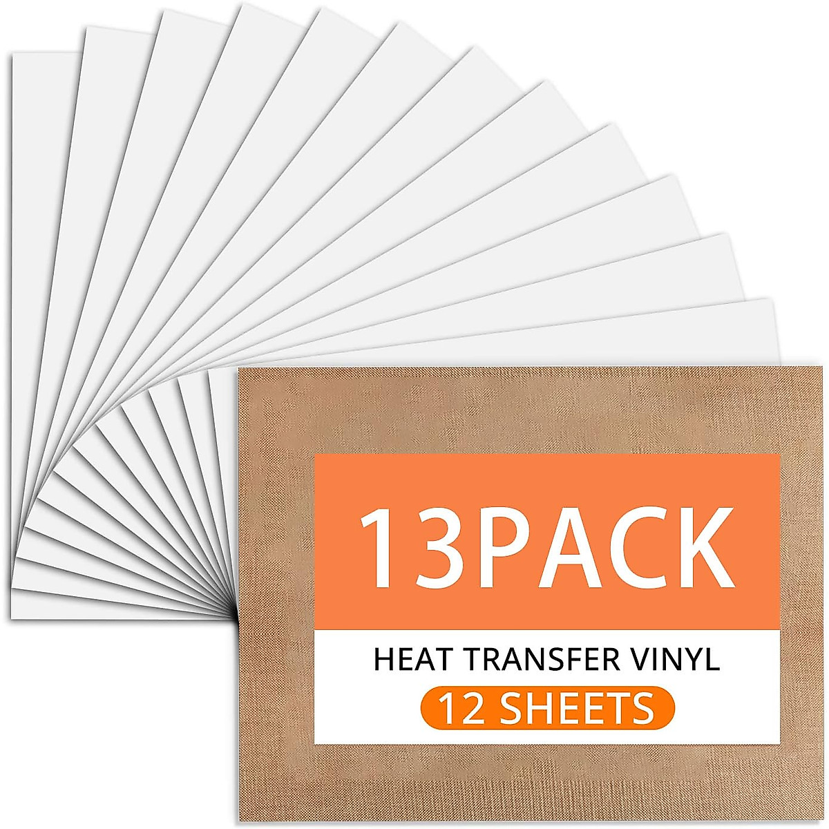 White HTV Heat Transfer Vinyl Bundle: 13 Pack 12" x 10" White Iron on Vinyl for T-Shirt, White Heat Transfer Vinyl for Cricut, Silhouette Cameo or Heat Press Machine