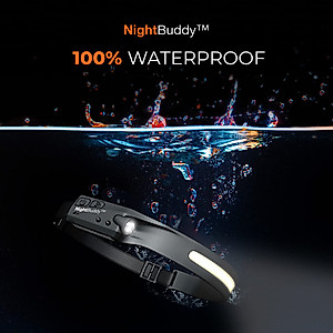 Night Buddy The Original LED Headlamp Rechargeable Flashlight for Adults Camping Essentials Backpacking Lights 4X Brighter Other Headlight Headband Lamp 5 Light Modes Hiking Gear Must Haves