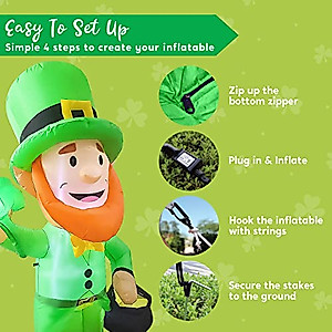 Joiedomi 6FT St Patrick Standing Leprechaun Inflatable for Yard Garden Decorations, Indoor and Outdoor Theme Party Decoration, Yard, Garden, Lawn Ornaments with LED Light Build-in