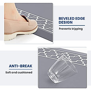 KitchenClouds Kitchen Mat Anti Fatigue, Cushioned Comfort Rugs 17.3"x 28" Grey Floor Mat Non-Slip, Waterproof Standing Desk Mat for Kitchen Floor, Home, Office, Laundry