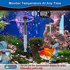2 Pack 300W Submersible Aquarium Heater, Adjustable Temperature Fish Tank Heater with Thermometer, Protective Case and Suction Cup for 40-90 Gallon Saltwater Freshwater Fish Tank, Turtle Tank