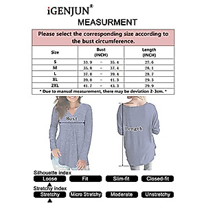iGENJUN Long Sleeve Shirts for Women Shirts for Women V Neck Tunic Tops Casual Tops 2023 Fall,Pink,M