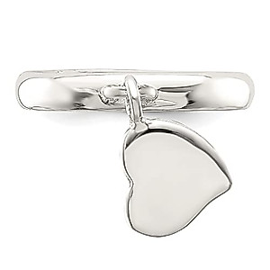 IceCarats 925 Sterling Silver Dangling Heart Love Ring Size 8