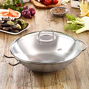 Fissler Original-Profi Collection 2019 Stainless Steel Wok with Glass Lid, 13.8"