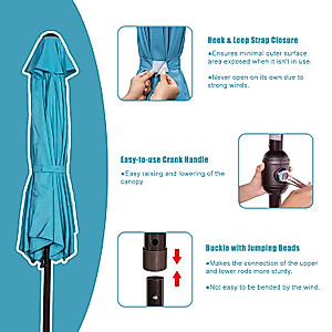 Sundale Outdoor 7.2 ft Patio Umbrella Table Market Umbrella with Push Button Tilt & Aluminum Pole, Polyester Canopy for Garden, Deck, Backyard, Pool (BLUE)