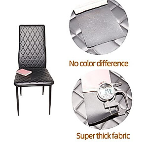 Meihua Dining Chairs Set of 4 for Dining Room, Kitchen Modern Metal Chairs with Upholstered Cushion PU Leather (Black)