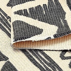 Juvale Hand Woven Area Rug with Tassels, Tribal Geometric Bohemian Style Home Décor (Navy and Cream, 2x3 Feet)