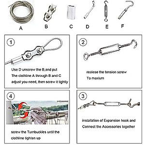Ohaha Clotheslines/Portable Windproof Anti-sag Clothes Rope Line with Stainless Steel Cable Retractable System Clothes line retracting for Outdoor/Indoor/Home/Backyard/Travel/Drying (10ft)