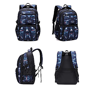 MITOWERMI Boys Backpacks Primary Junior High School Bag Kids Bookbag 3 in 1 Casual Daypack Set Fashion Space Galaxy Printed Durable Knapsack with Lunch Bag