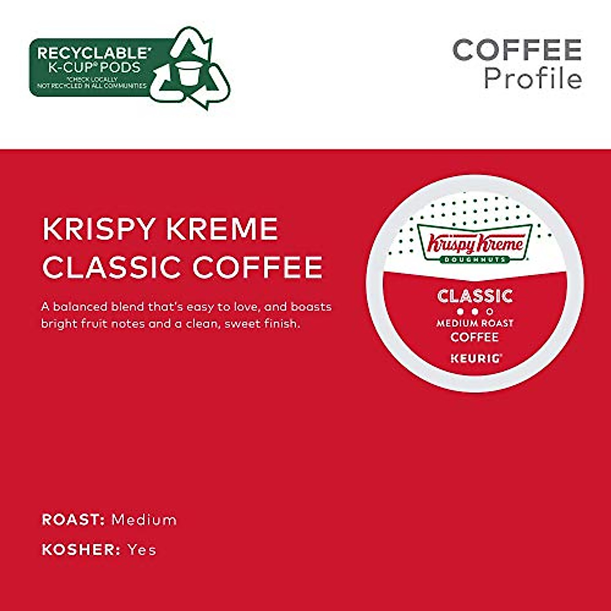 Krispy Kreme Classic, Single-Serve Keurig K-Cup Pods, Medium Roast Coffee, 96 Count