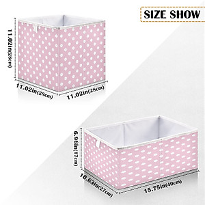 Kigai Polka Dot Pink Cube Storage Bins - 11x11x11 In Large Foldable Storage Basket Fabric Storage Baskes Organizer for Toys, Books, Shelves, Closet, Home Decor