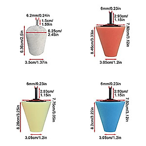 AuInLand 6 PCS Car Buffers Polishers Kit Cone Buffing Polishing Wheel Sponge Buffing Pads Ball Sponge Sanding Wheels